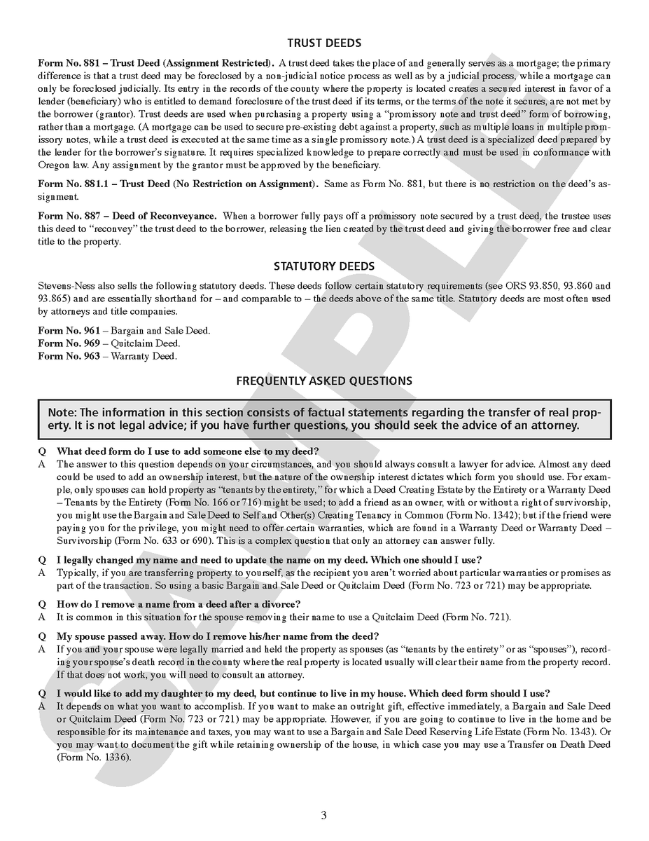 SN 2020 Deed Summary (OR) – Stevens-Ness Law Publishing Co.